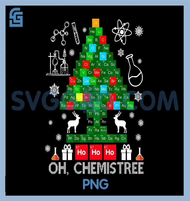 Oh Chemistree PNG, Scientist Chemical Christmas PNG, Xmas Teacher PNG