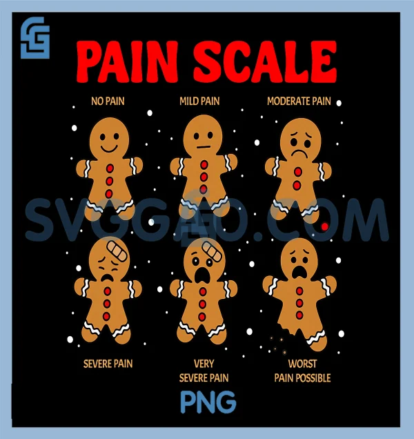 Pain Scale PNG, Funny Gingerbread Man PNG, Christmas Nurse Holiday PNG ...