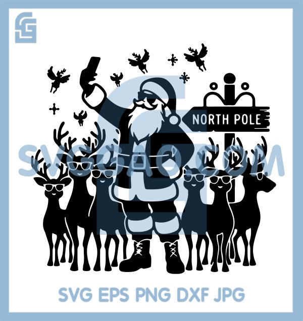 Cool Santa Selfie with Reindeer SVG, Funny Christmas Cut File SVG – SVGGAO