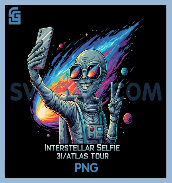 3I Atlas Alien Selfie Style PNG, Sci Fi Space Funny Graphic PNG – SVGGAO