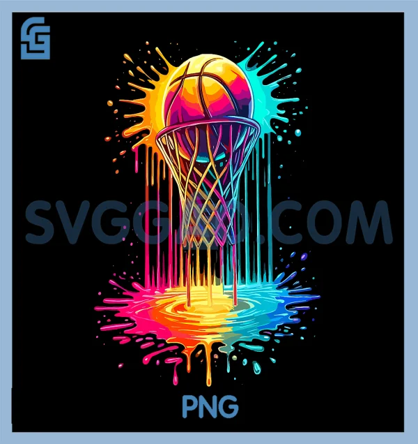 Basketball Hoop Drip PNG, Colorful Splash PNG – SVGGAO