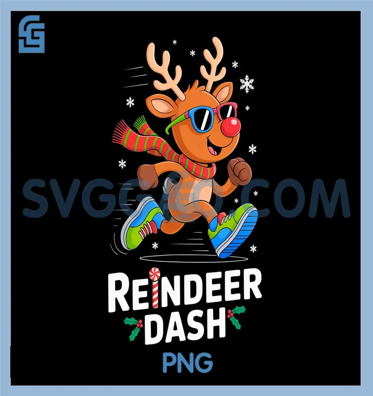 Christmas Reindeer Dash PNG, Rudolph Running Runner PNG, Marathon Team PNG