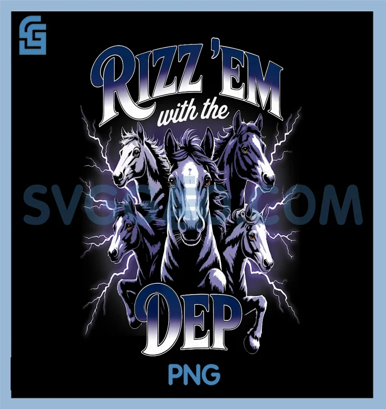 Rizz Em With Dep PNG, Horse Riding PNG, Depression Funny Mental Health PNG