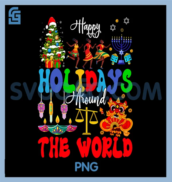 Happy Holidays Around the World PNG, Multicultural Christmas Art PNG ...