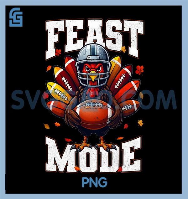 Feast Mode Turkey PNG, Vintage Fall Football Thanksgiving PNG – SVGGAO
