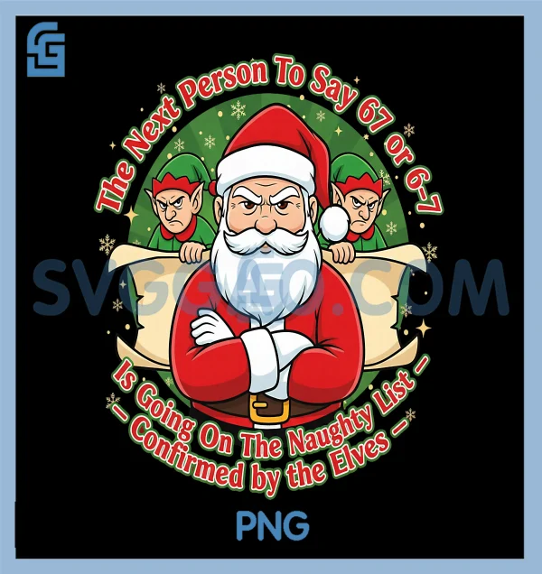 Funny Santa & Grumpy Elf Squad 67 PNG, Warning Christmas Naughty PNG ...
