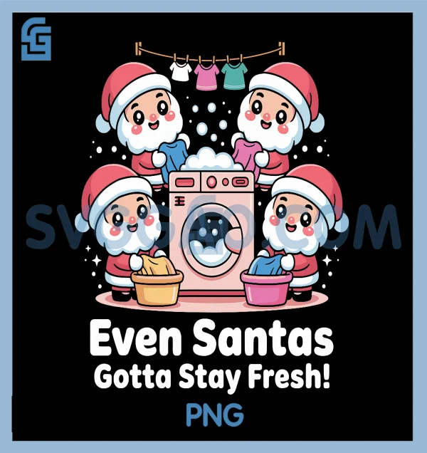 Funny Santa Claus PNG, Laundry Squad Christmas Vibes PNG