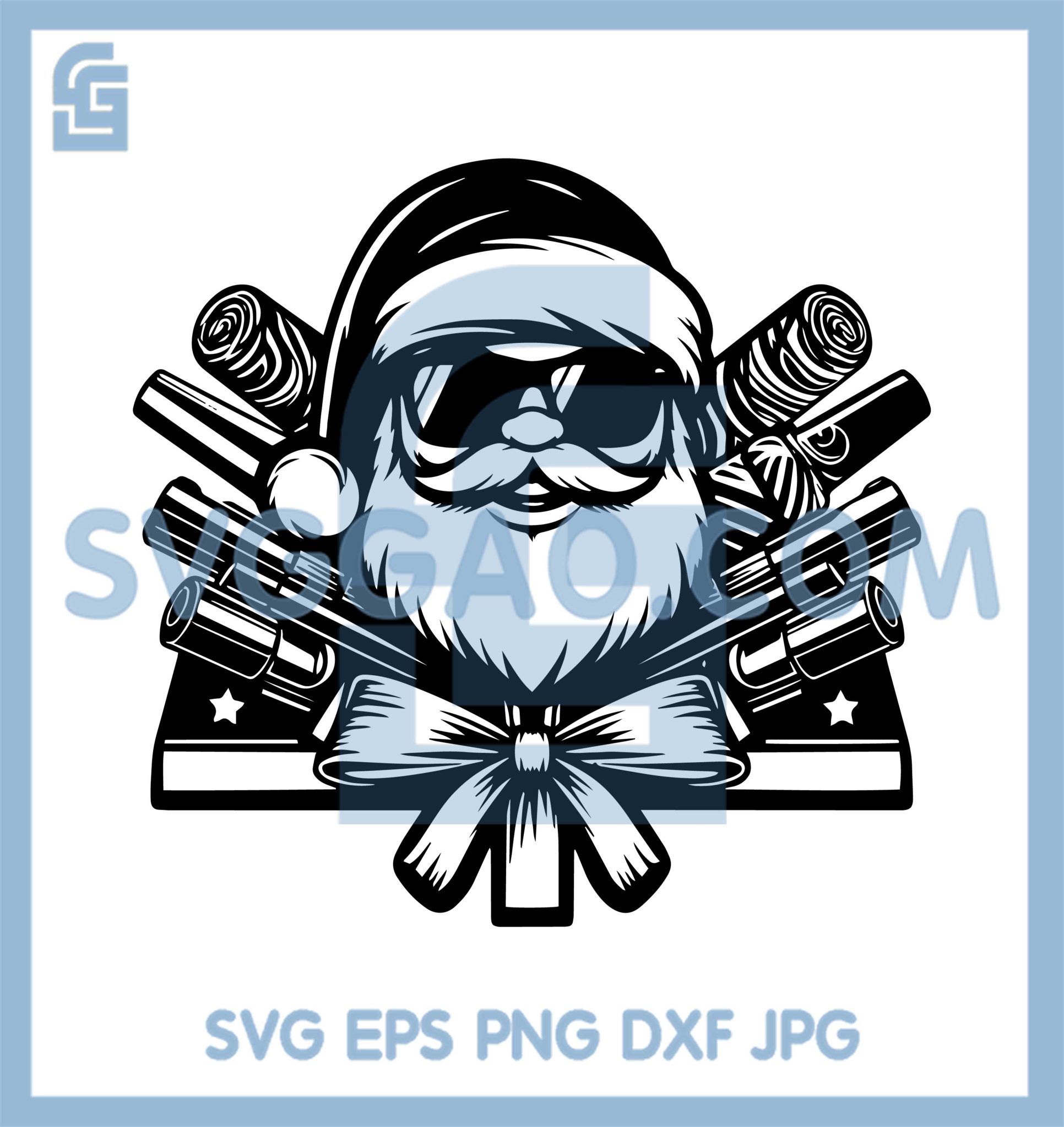 Badass Santa With Guns SVG, Funny Thug Xmas Clipart SVG