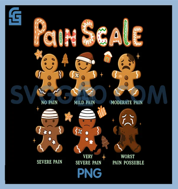 Pain Scale PNG, Funny Gingerbread Man Christmas PNG, Nurse Holiday PNG ...