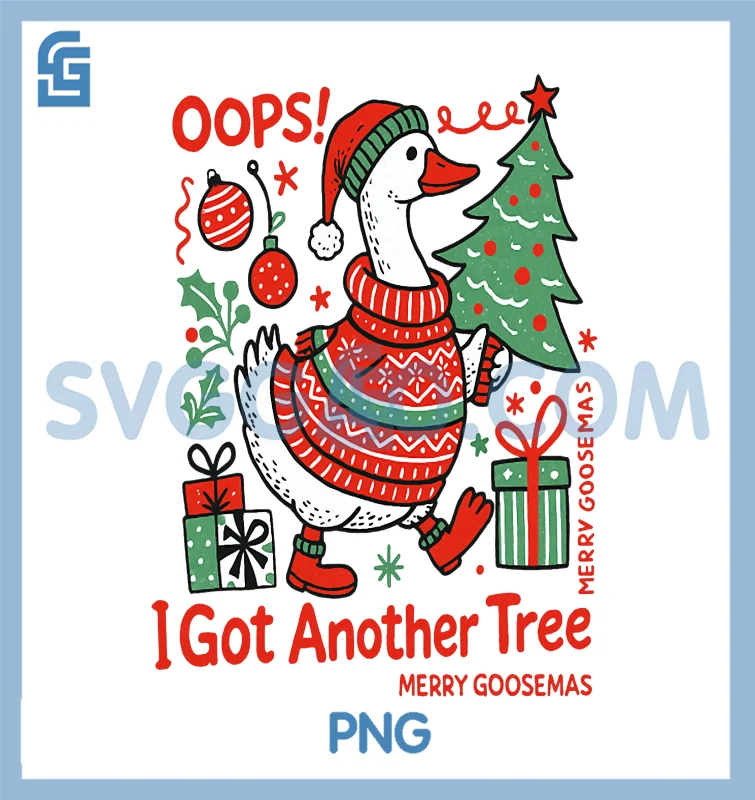Retro Oops I Got Another Tree PNG, Funny Merry Goosemas PNG