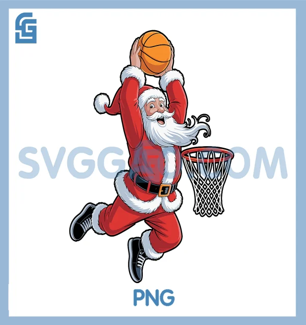Santa Basketball Slam Dunk PNG, Funny Christmas Sports PNG – SVGGAO