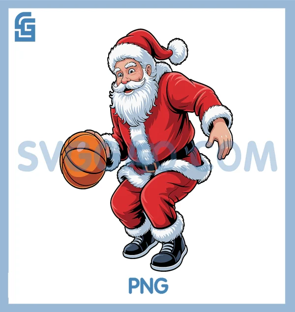 Santa Dribbles A Basketball PNG, Funny Christmas Sports PNG – SVGGAO