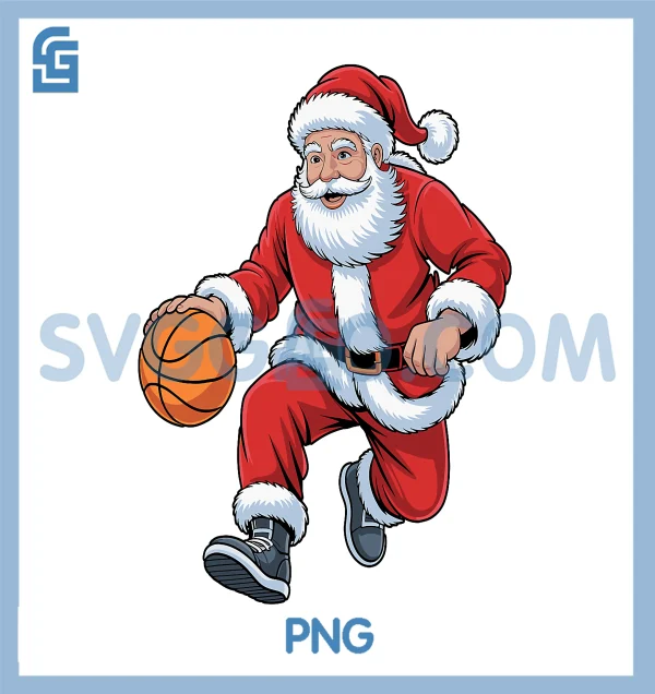 Santa Playing Basketball PNG, Funny Christmas Sports Graphic PNG – SVGGAO