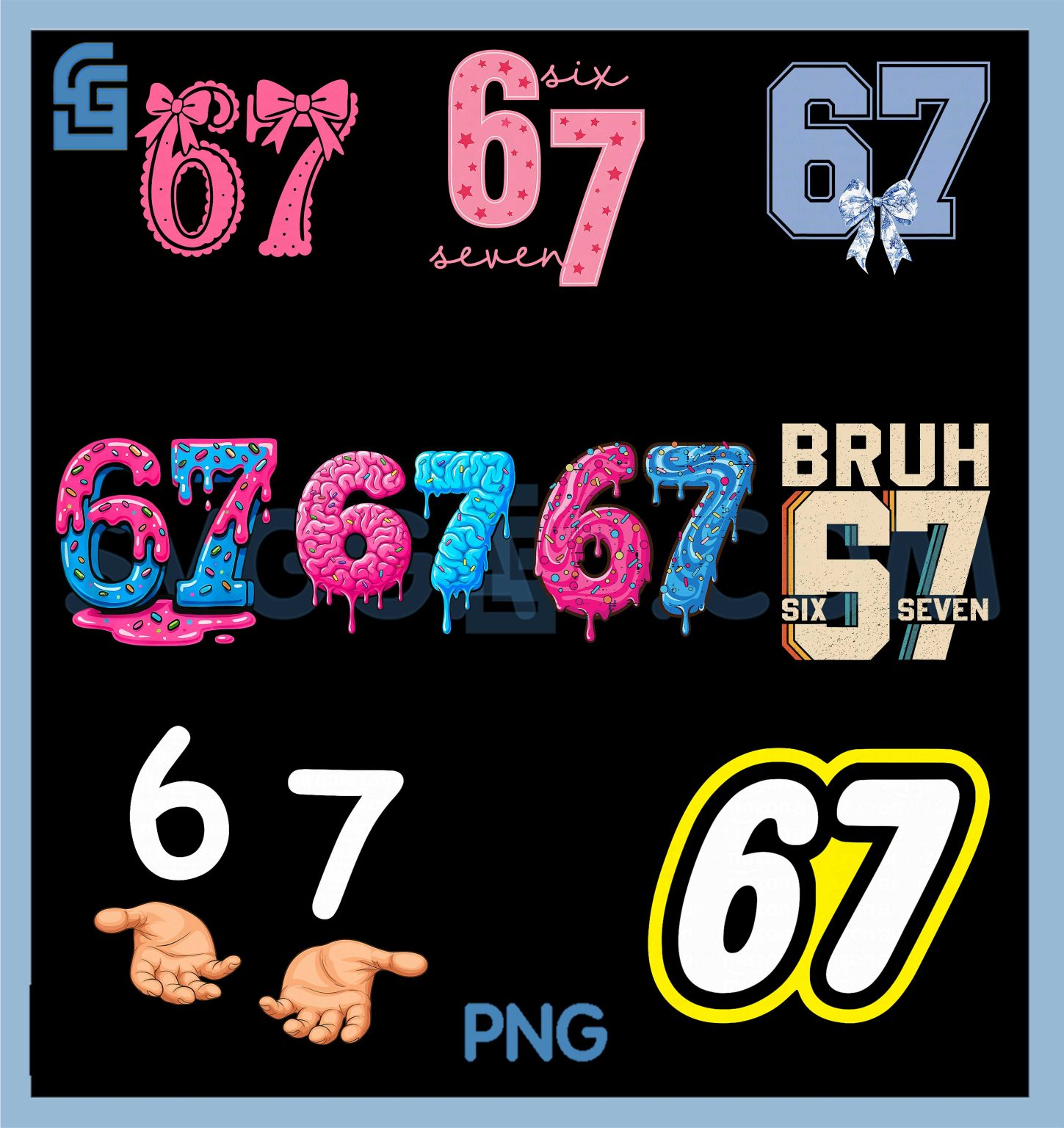 67 Six Seven Meme PNG Bundle, Number 6 7 Bundle PNG – SVGGAO