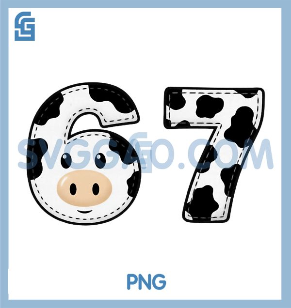 Six Seven 67 Cow Print PNG, Numbers 6 And 7 Animal Whisperer Farm PNG