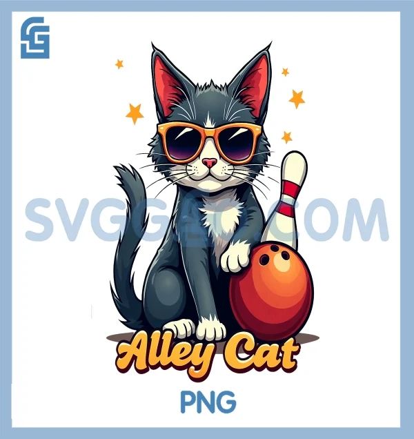 Alley Cat Bowling PNG, Funny Cat Bowler PNG