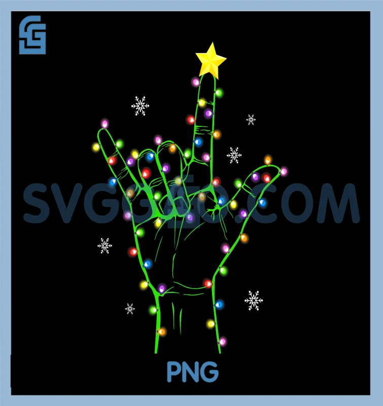 ASL Christmas PNG, Christmas Tree Lights PNG, American Sign Language PNG