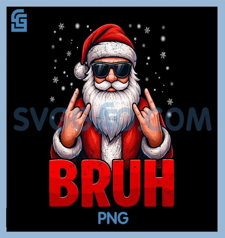 Bruh Santa Rock On PNG, Snowflake Christmas PNG