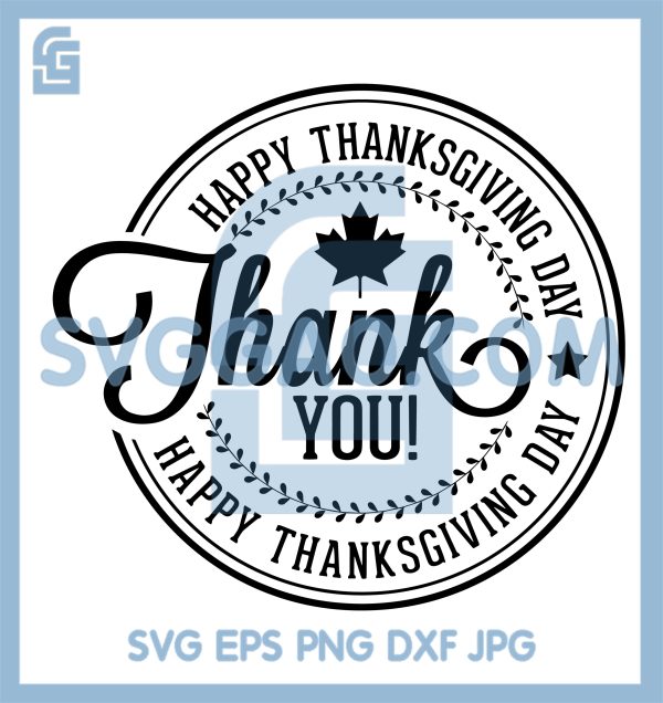 Happy Thanksgiving Day Thank You Seal SVG, Classic Holiday Emblem SVG