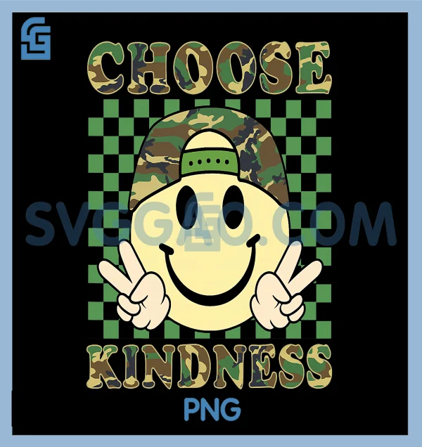 Choose Kindness PNG, Retro Camo Be Kind Inspirational PNG – SVGGAO
