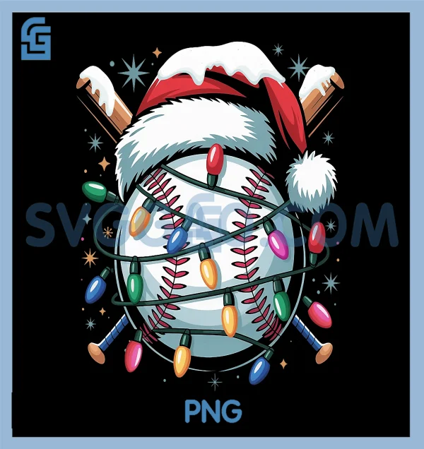 Christmas Baseball PNG, Santa Hat PNG, Xmas Baseball PNG