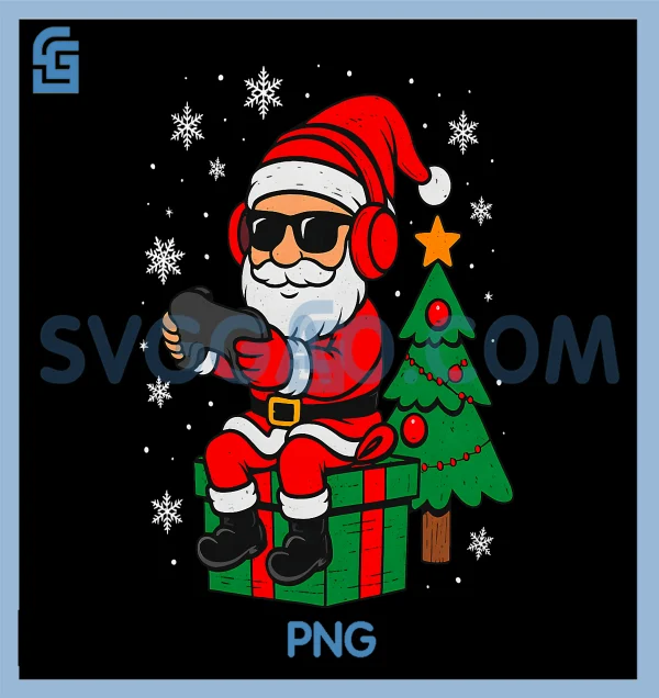 Christmas Gamer Retro PNG, Santa Funny Xmas Gaming PNG