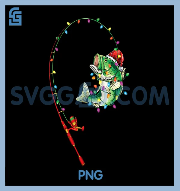 Christmas Bass Fish PNG, Funny Fishing PNG