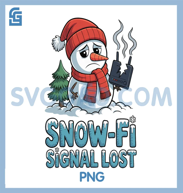 Snow-Fi Signal Lost PNG, Christmas Snowman Pun PNG