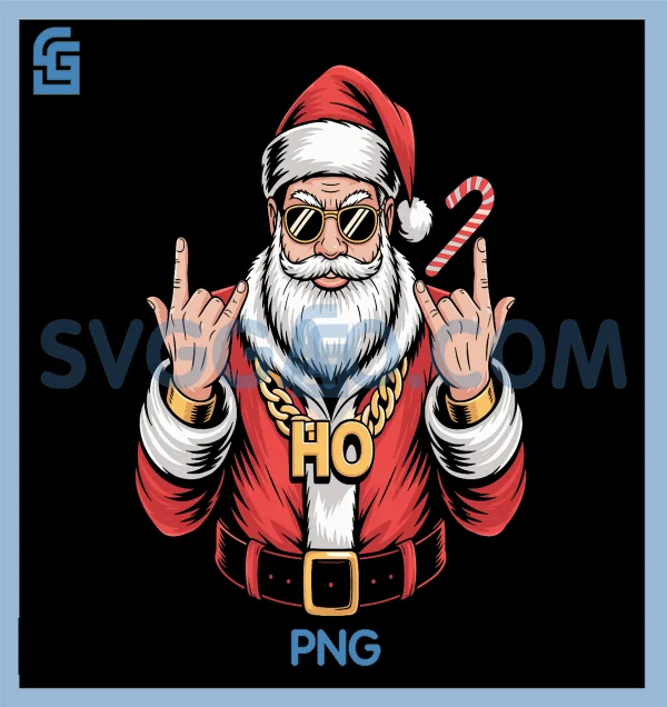 Santa Ho Ho Chain PNG, Retro Xmas Rebel Santa PNG – SVGGAO