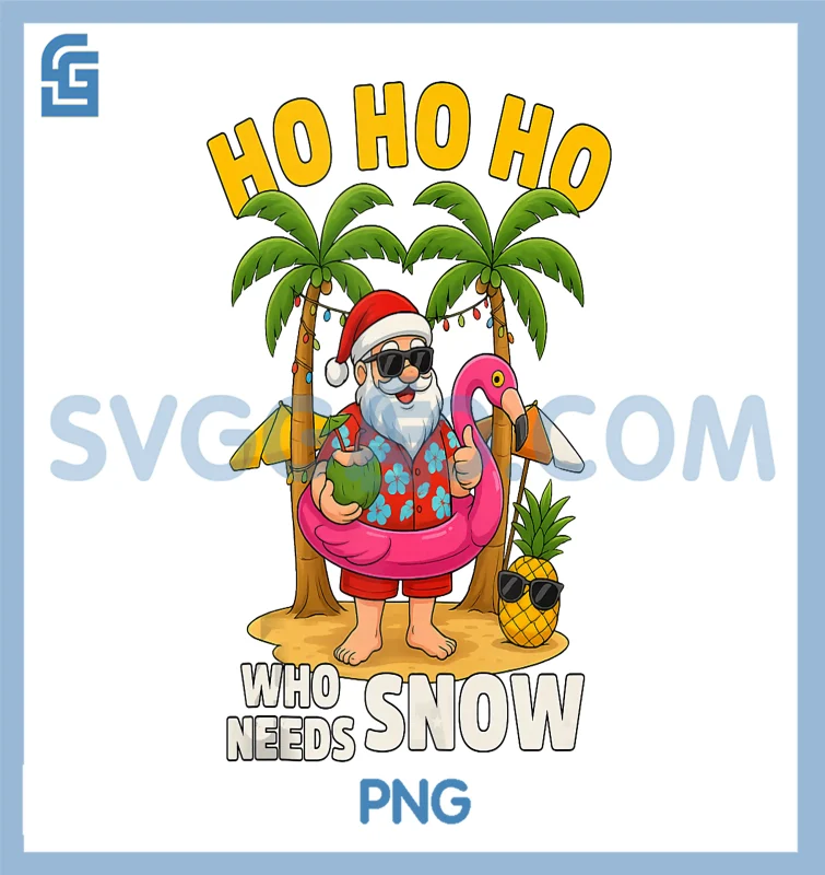 Christmas In July Santa PNG, Palm Tree Summer Beach Vibes PNG