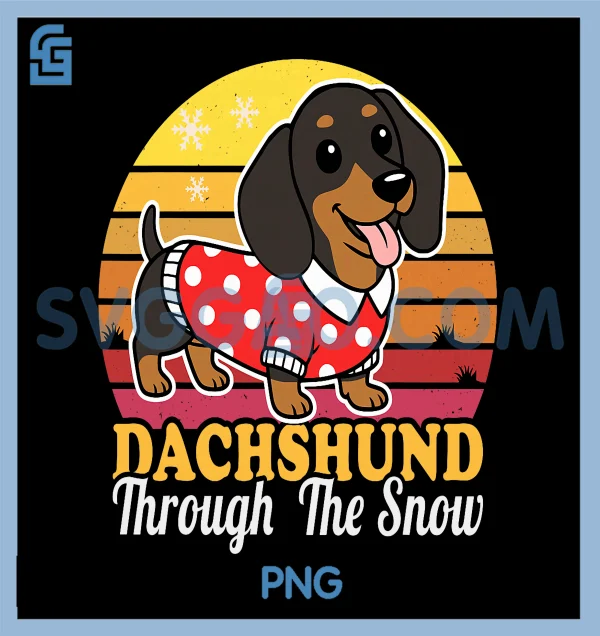 Dachshund Through The Snow PNG, Retro Winter Dog Lover Design PNG – SVGGAO