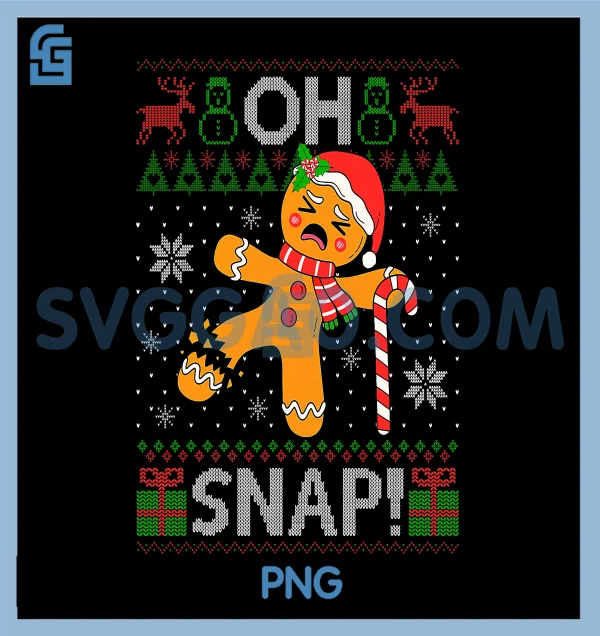 Gingerbread Man Oh Snap PNG, Christmas Cookie PNG, Funny Ugly Xmas PNG ...