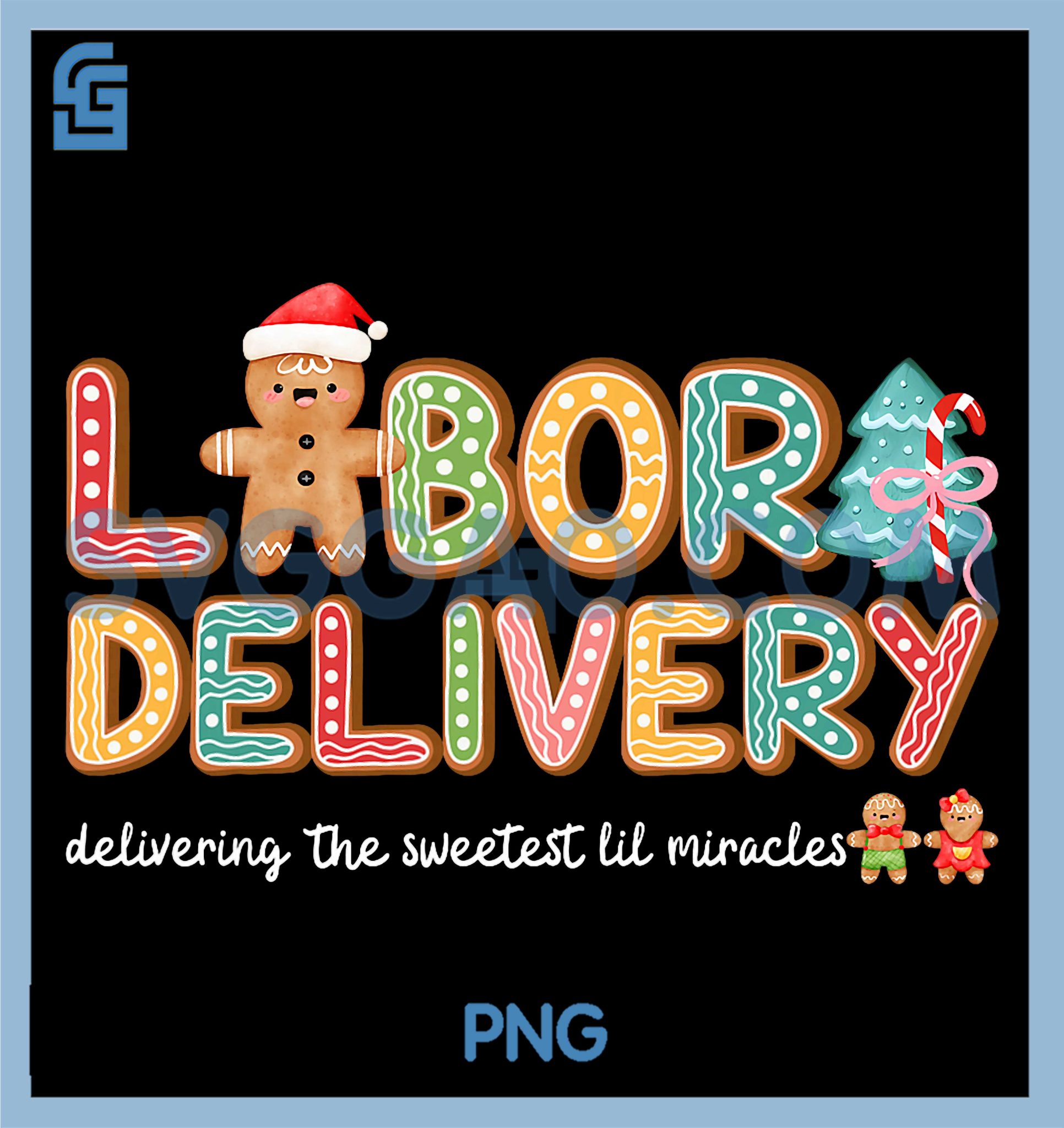 Groovy Labor And Delivery PNG, Christmas L&D Nurse Gingerbread PNG
