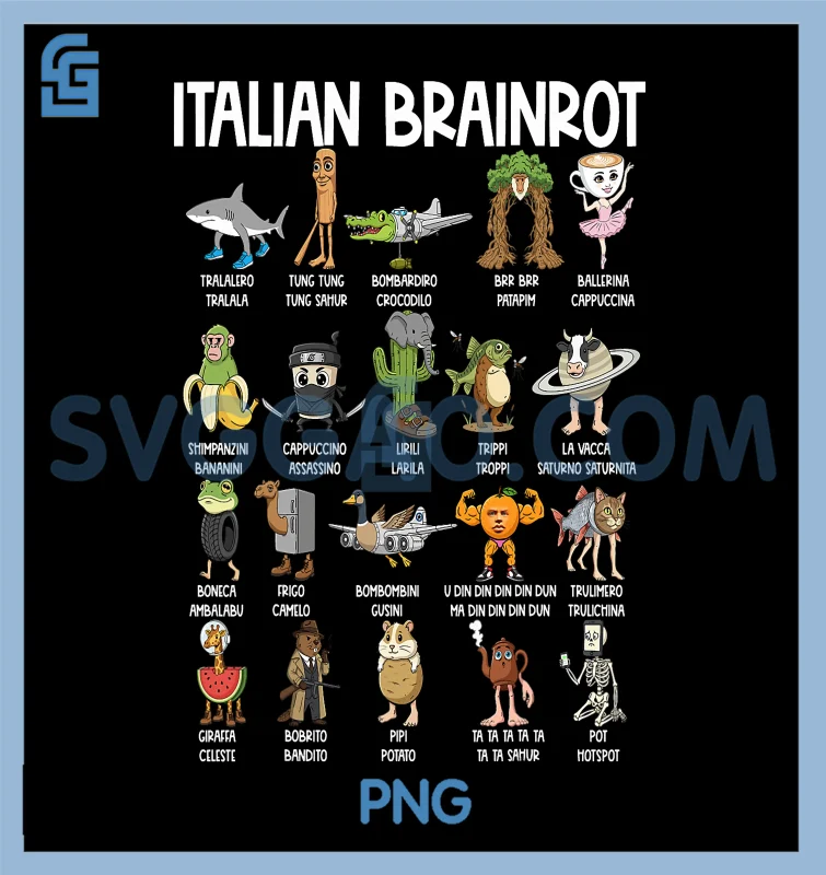 Italian Brainrot Characters PNG, Funny Meme Popular Trend PNG