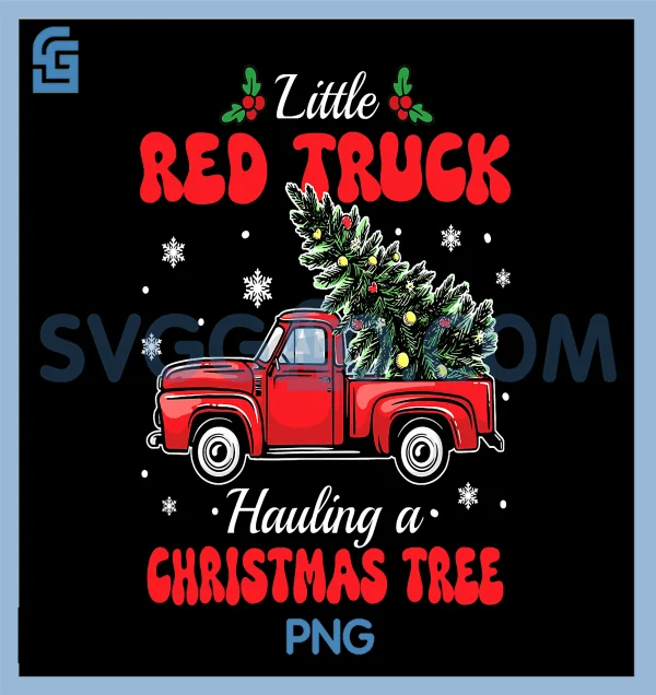 Little Red Trucks Hauling A Christmas Tree PNG, Party Winter PNG – SVGGAO