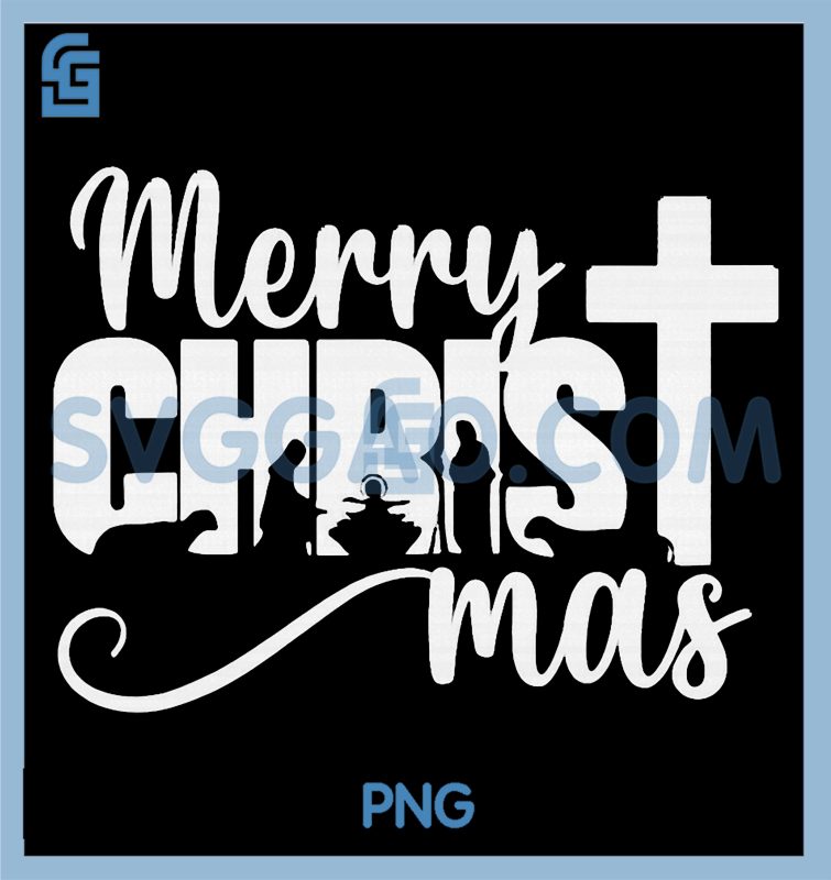 Merry Christ Mas Christian Nativity PNG, Faith Christmas Cross Design PNG