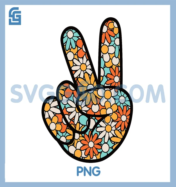 Peace Hand Sign PNG, Hippie Flower PNG, Groovy 60s 70s Party PNG – SVGGAO