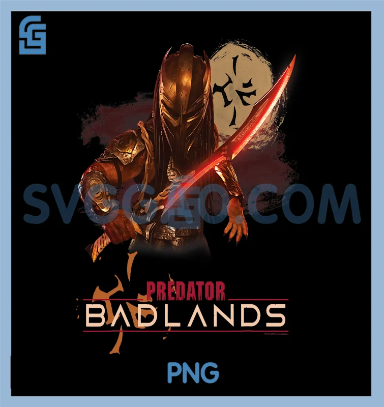 Predator Badlands DEK With Sword PNG, Logo Official Movie PNG