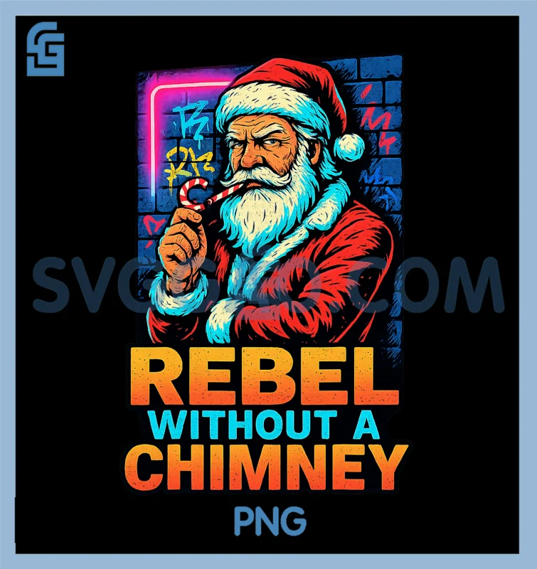 Rebel Without A Chimney PNG, Funny Urban Santa Christmas PNG