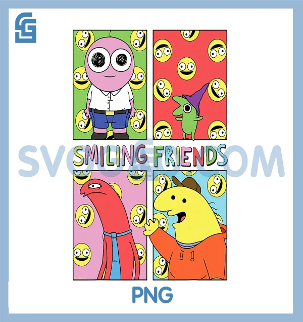 Smiling Friends Pop Art PNG, Character Grid Funny Cartoon PNG