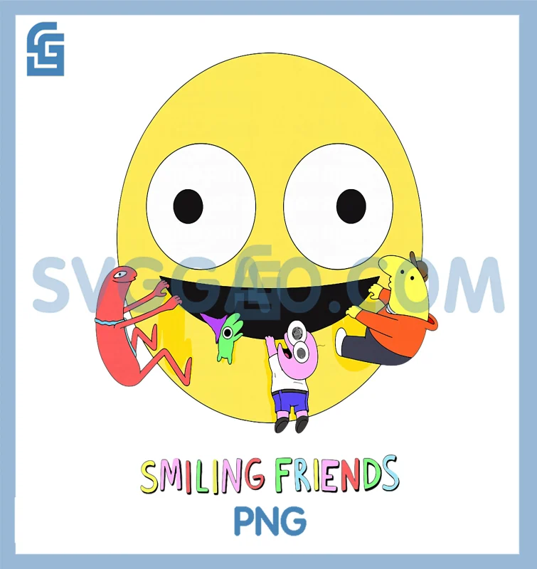 Cute Smiling Friends Cartoon Face PNG, Funny Characters Hanging Smile PNG