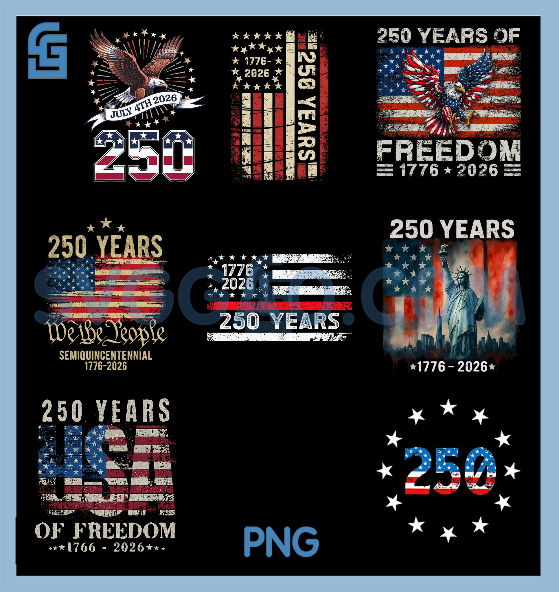 250th Anniversary United States PNG Bundle, 250th USA 4th of July 2026 ...
