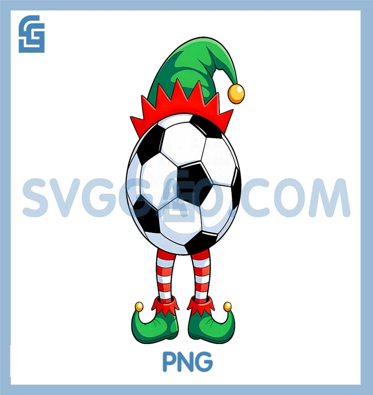 Soccer Elf PNG, Christmas Funny PNG, Xmas Elf PNG