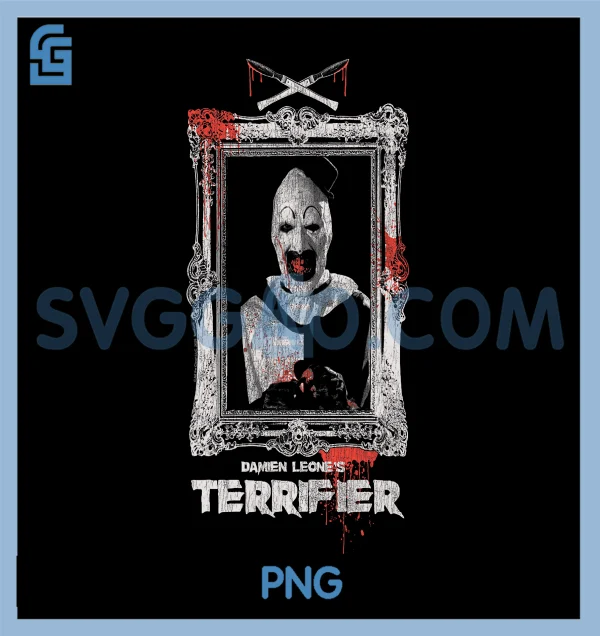 Terrifier Art The Clown PNG, Bloody Fancy Frame Horror Movie PNG