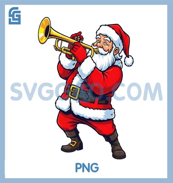 Trumpet Marching Band PNG, Musician Christmas PNG, Santa Playing Music ...
