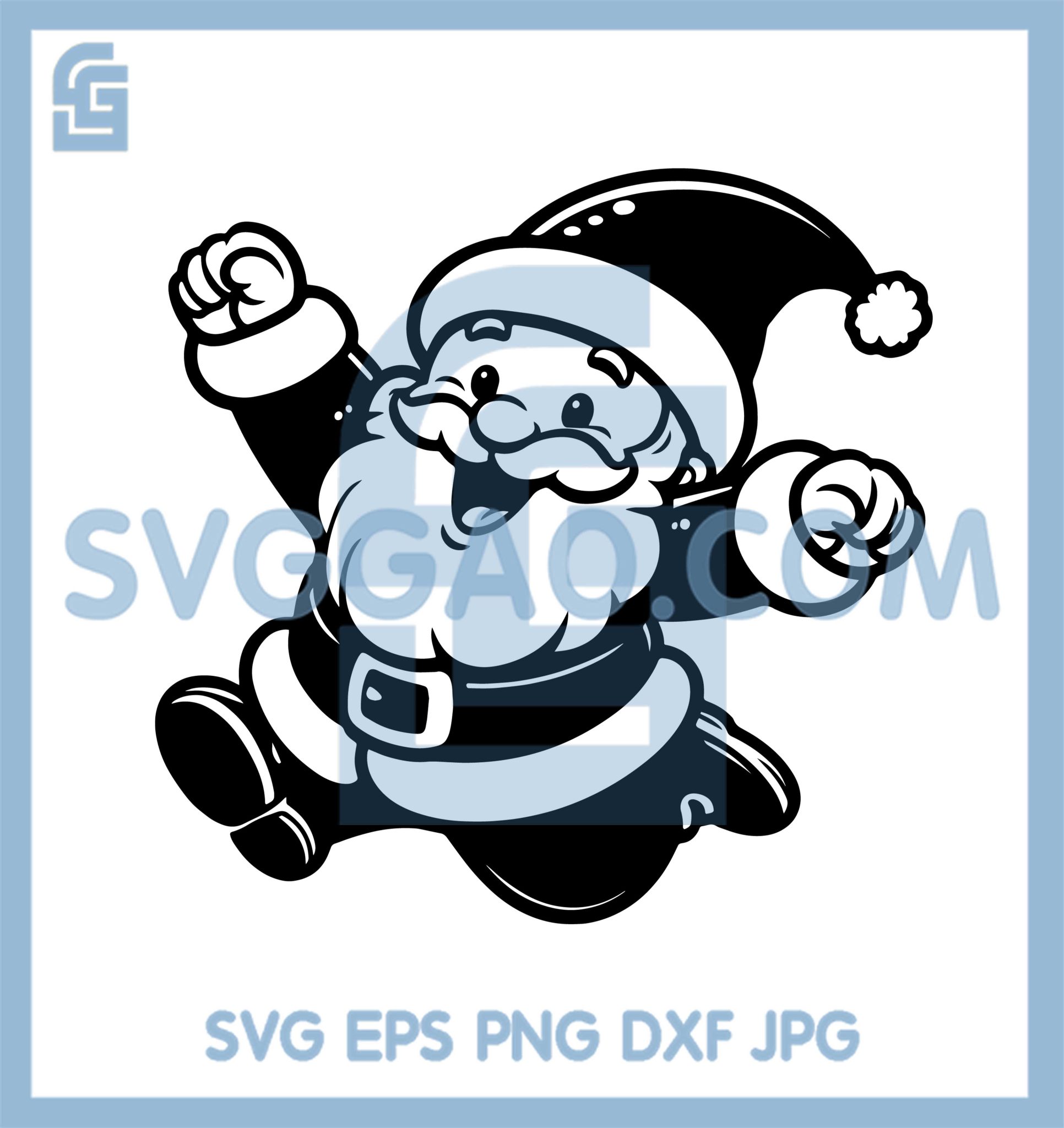 Cute Jumping Santa Claus SVG, Adorable Christmas Santa Cartoon Design ...