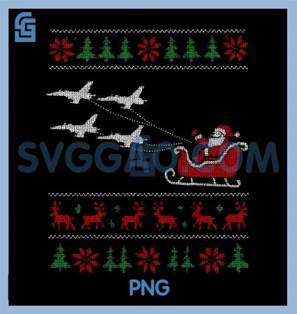 Christmas Fighter Jets Santa PNG, Sleigh Aviation Present PNG – SVGGAO
