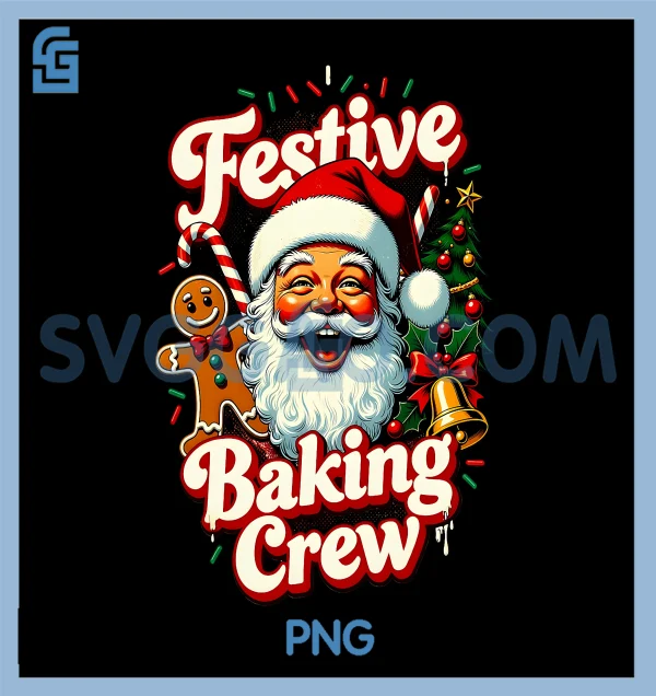Santa Festive Baking Crew PNG, Christmas Cookie Gingerbread Art PNG ...