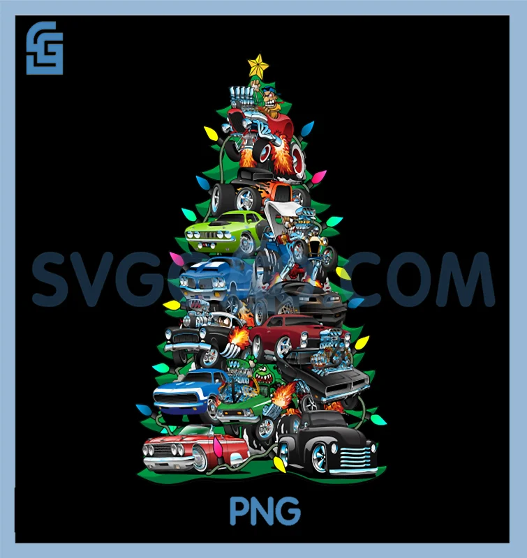 Funny Car Christmas Tree PNG, Cars Tree Light Xmas PNG