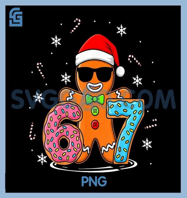 Gingerbread 67 Six Seven PNG, Ice Cream Drip Christmas PNG – SVGGAO